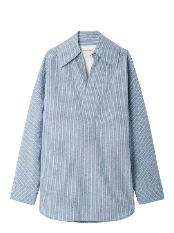 Bottega Veneta Oversized Striped Cotton-blend Shirt - Blue