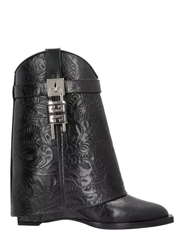 Givenchy 60mm Shark Lock Leather Cowboy Boots - Black