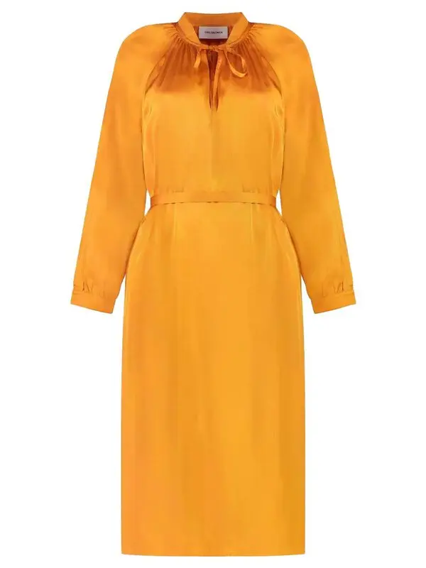 YVES SALOMON Satin Midi Dress - Orange