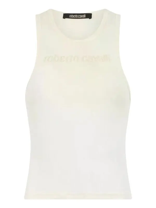 Roberto Cavalli Logo-embroidered Tank Top - Neutrals