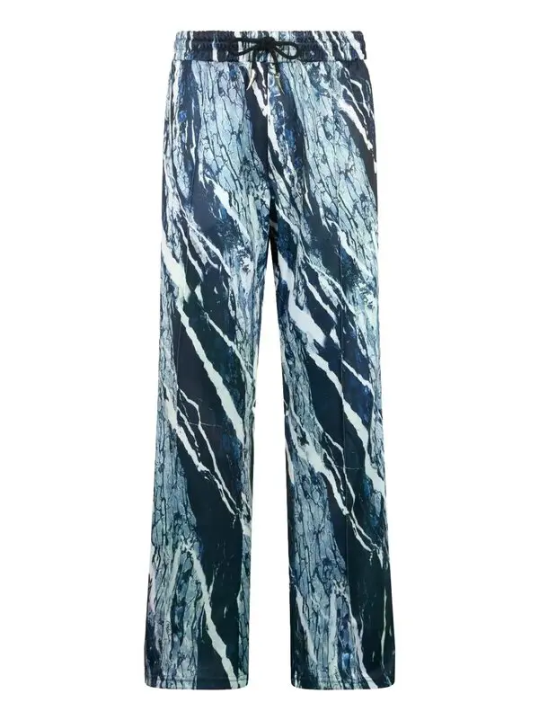 Roberto Cavalli Marble Print Trousers - Blue