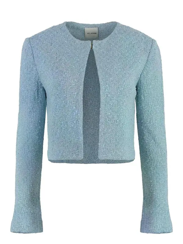 St. John Textured Cropped Jacket - Blue
