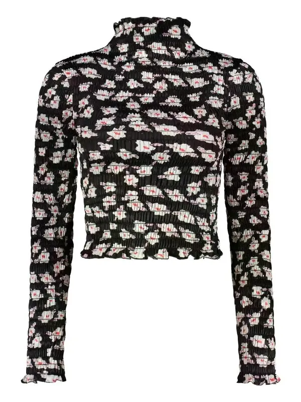 AMY CROOKES Floral-print Top - Black