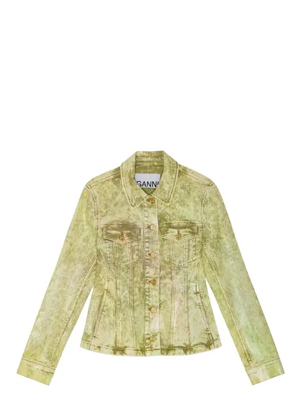 GANNI Acid-wash Denim Jacket - Green