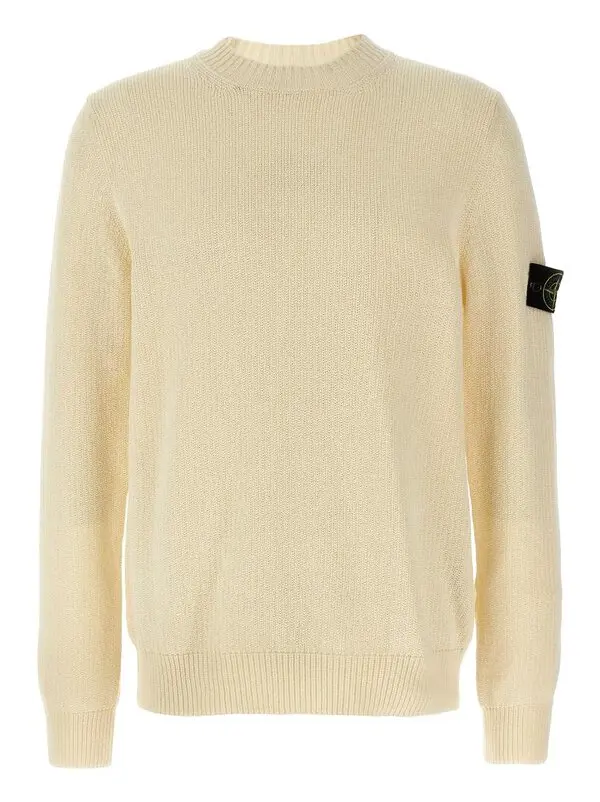 Stone Island Logo Badge Sweater - White