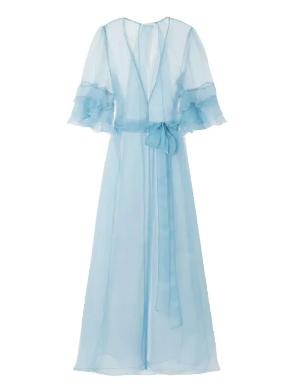 Rosamosario Ricca Ruffled Silk-organza Robe - Blue