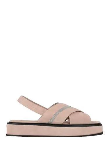 Fabiana Filippi Leather Flatform Sandals - Beige