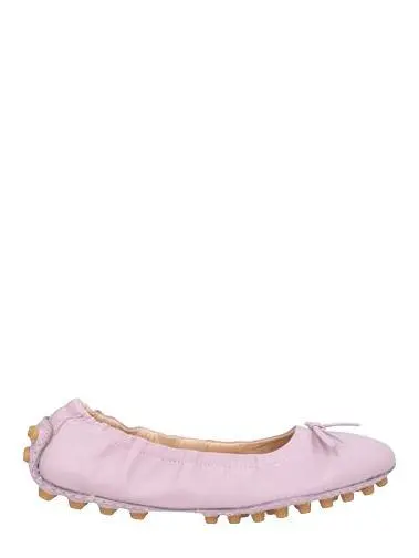DIVINE FOLLIE Leather Ballet Flats With Appliqués - Purple