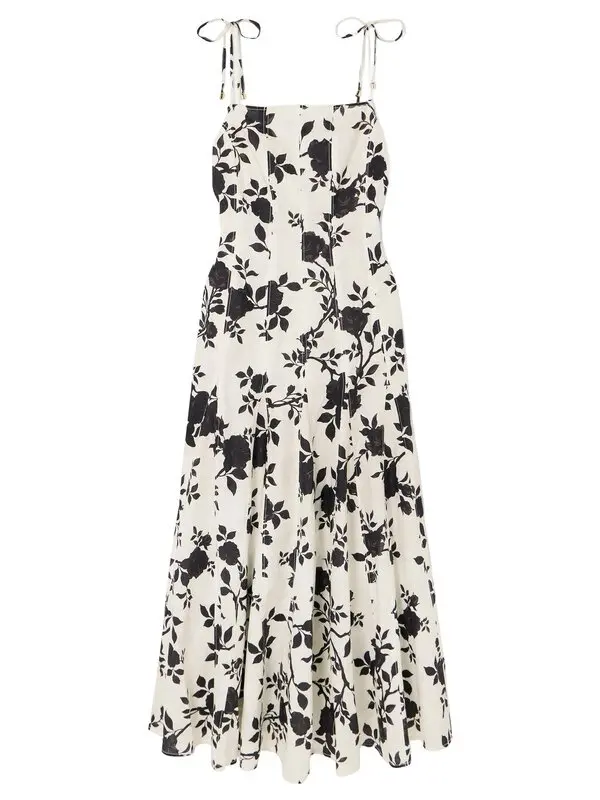 SELF-PORTRAIT Floral-print Midi Dress - Neutrals