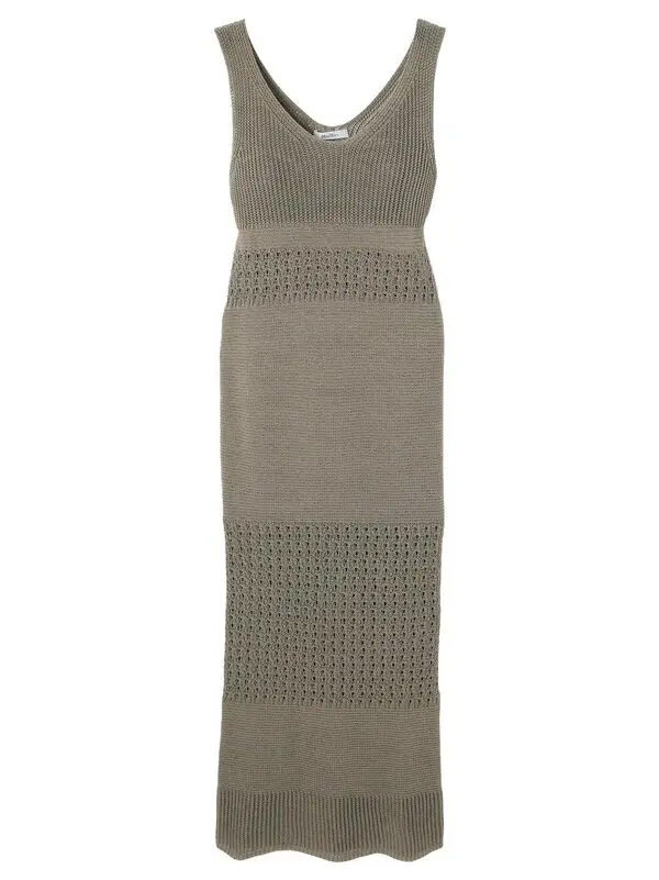 Max Mara Valois Crocheted Cotton-blend Midi Dress - Neutrals