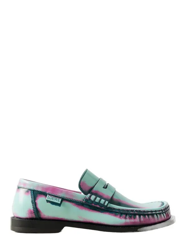 Loewe Campo Printed Leather Loafers - Green