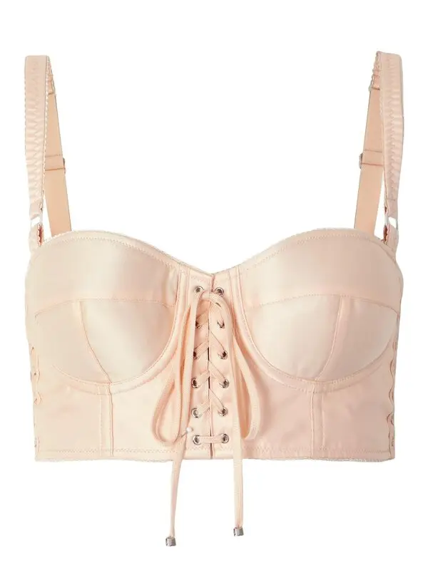 Dolce & Gabbana Cropped Lace-up Satin Bustier Top - Orange