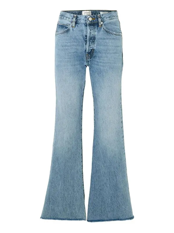 FRAME The Lax Distressed High-rise Flared Jeans - Blue