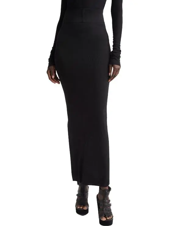 Rick Owens Pillar Wool Rib Skirt - Black