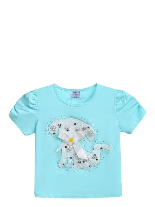MIMI TUTU Puppy Applique T-shirt - Blue