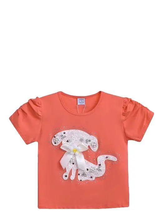 MIMI TUTU Puppy Applique T-shirt - Orange