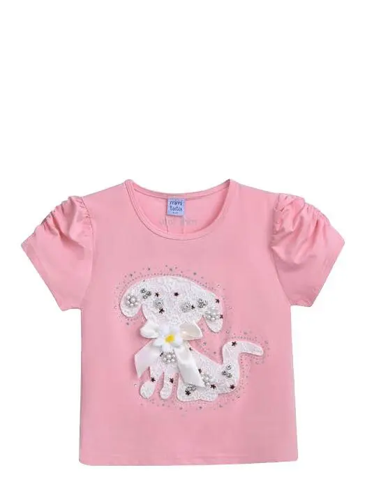 MIMI TUTU Puppy Applique T-shirt - Pink