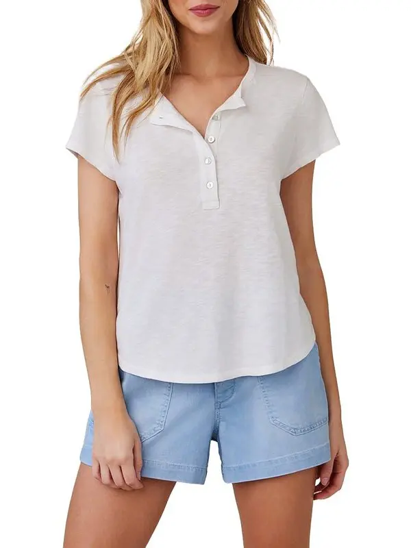 Bella Dahl Cotton Blend Henley T-shirt - White