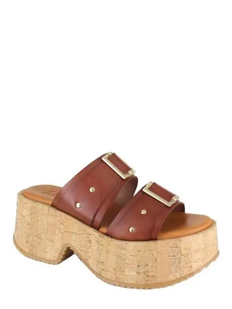 ZIGI Fanela Platform Slide Sandal - Tan Leather