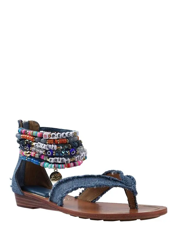 ZIGI Fayola Beaded Thong Sandals - Blue Denim