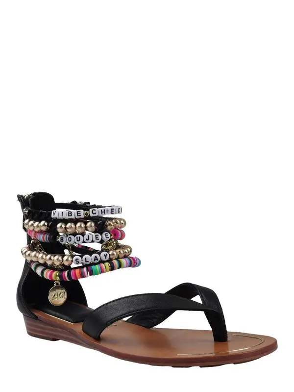 ZIGI Fabulosa Beaded Ankle Cuff Sandal - Black