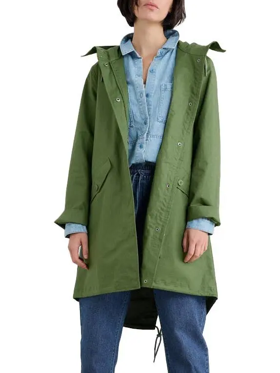 SEASALT CORNWALL Seafaring Waterproof Linen & Cotton Hooded Coat - Heath