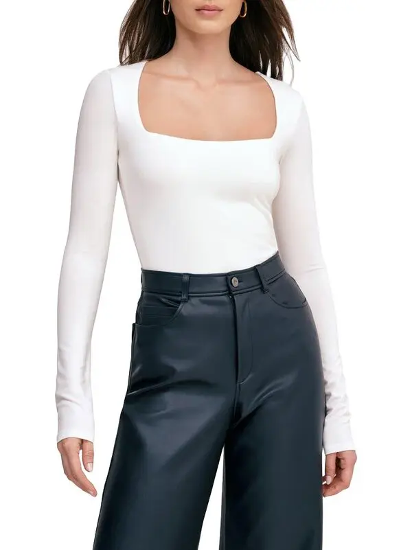 MARCELLA Yvonne Square Neck Jersey Top - Off White