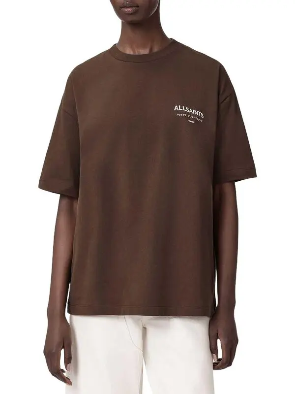 ALLSAINTS Etta Graphic T-shirt - Bottle Brown