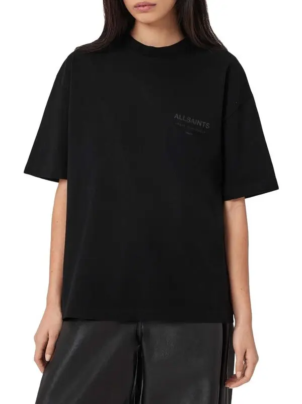 ALLSAINTS Etta Graphic T-shirt - Jet Black/leopard