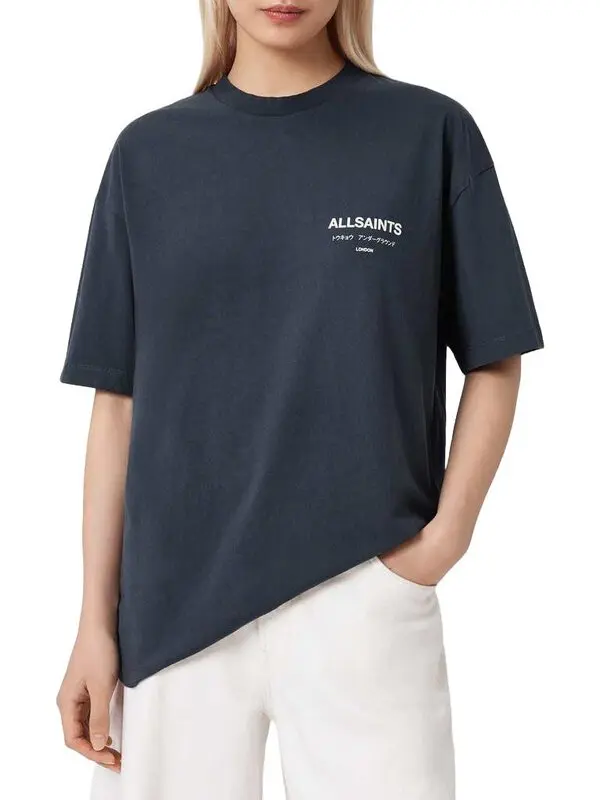 ALLSAINTS Etta Graphic T-shirt - Moonstone Blue