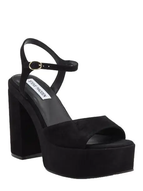 Steve Madden Odina Platform Sandal - Black Suede