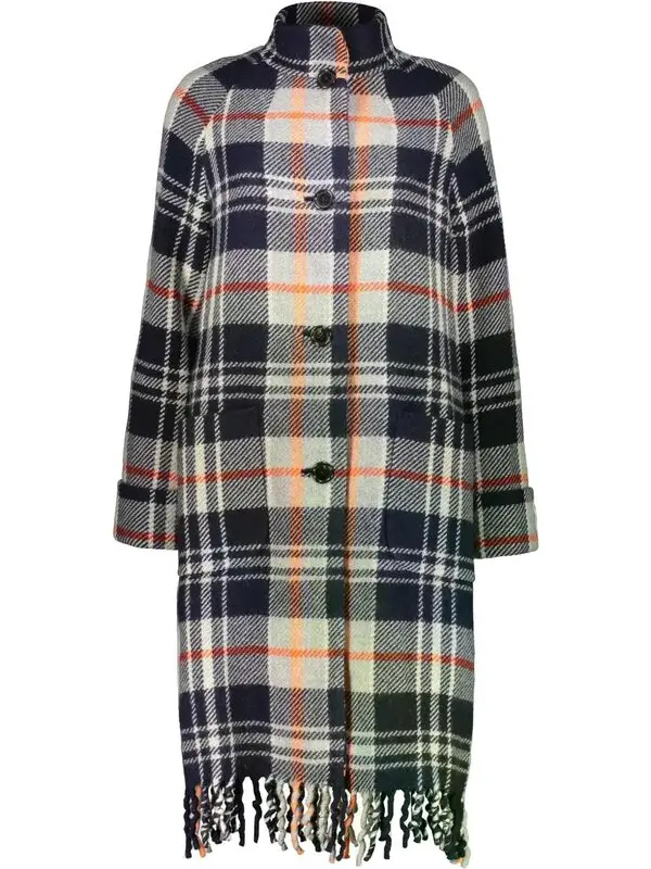 Kenzo Checked Wool Coat - Blue