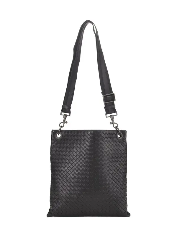 Bottega Veneta Intrecciato Leather Messenger - Black