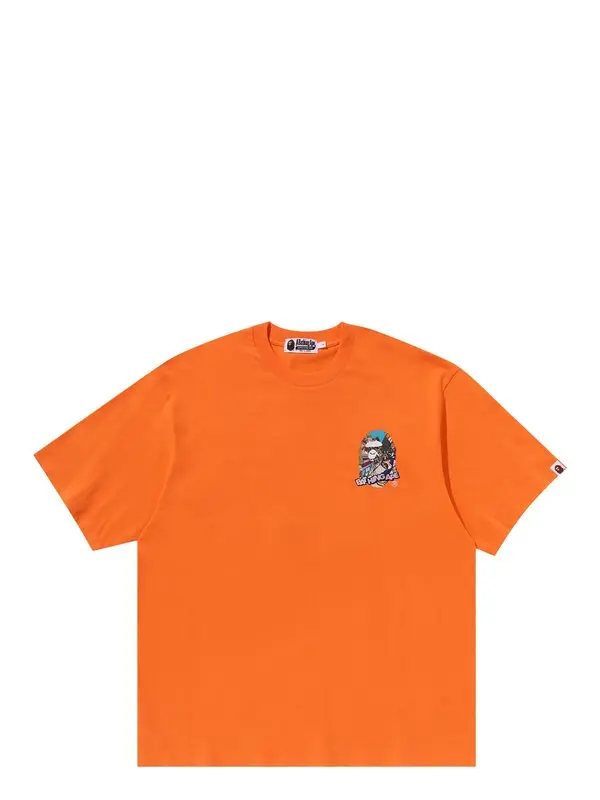 A BATHING APE Comic Art Ape Head Relaxed Fit Tee - Orange