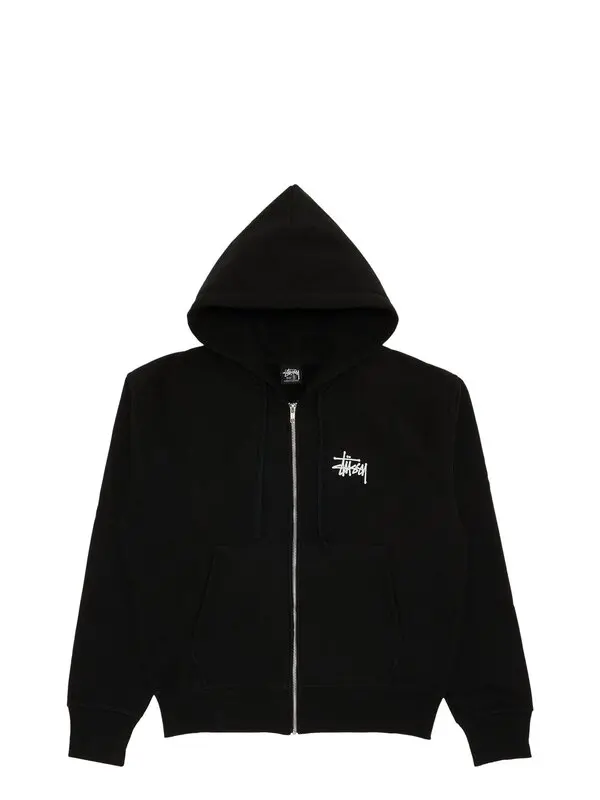StÜssy Basic Logo Zip Up Hoodie - Black