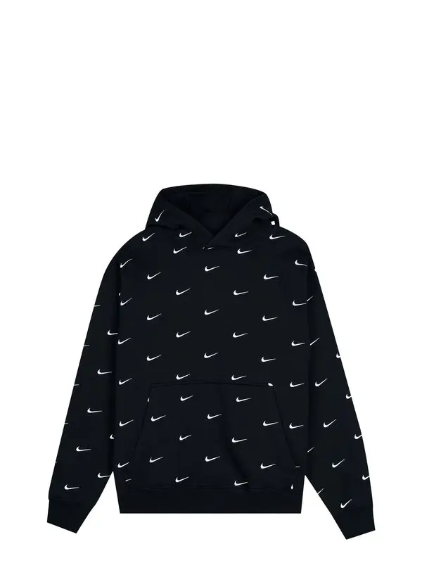Nike All Over Swoosh Logo Hoodie - Black