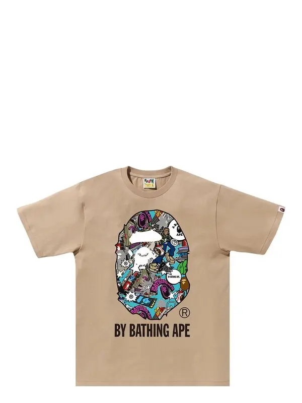A BATHING APE Comic Art Ape Head Tee 'beige - Tan