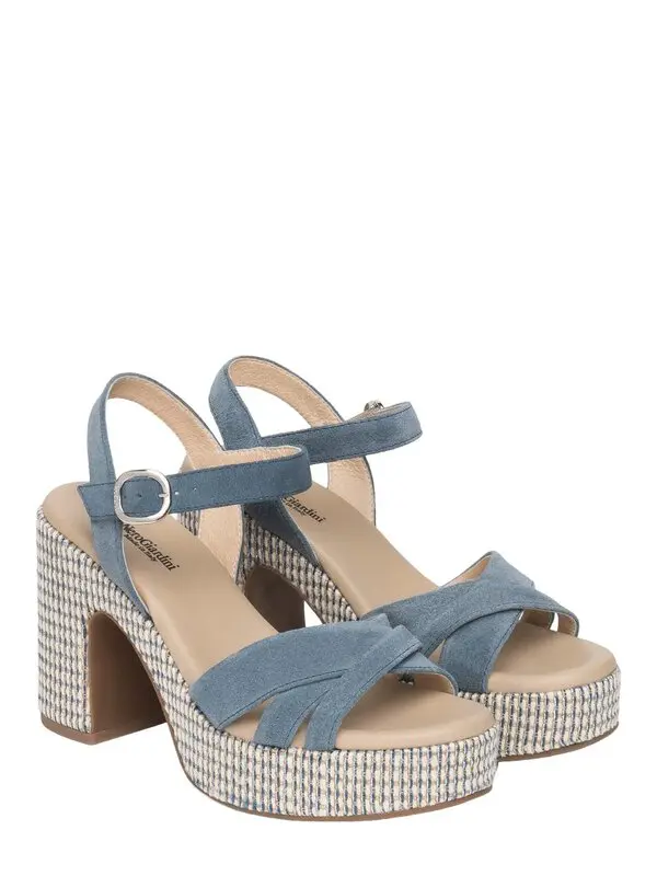 NEROGIARDINI Ankle Strap Platform Sandal - Denim