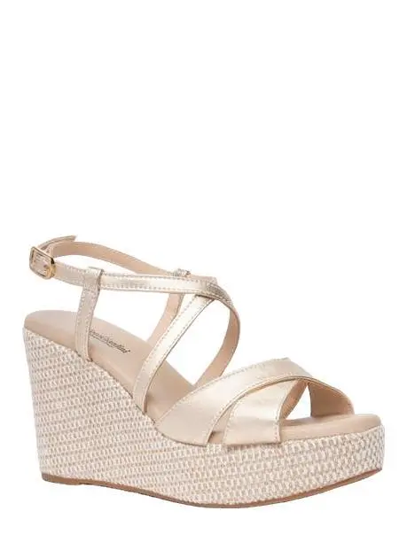 NEROGIARDINI Strappy Platform Wedge Sandal - Gold