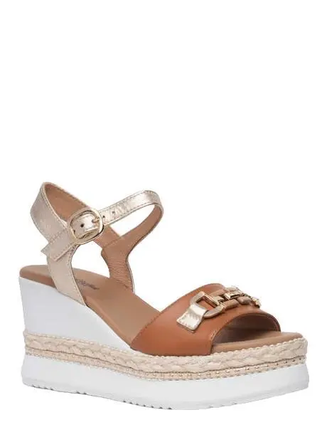 NEROGIARDINI Platform Wedge Sandal - Cognac