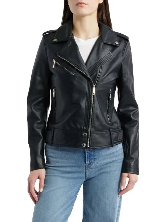 Sam Edelman Lambskin Moto Jacket - Black