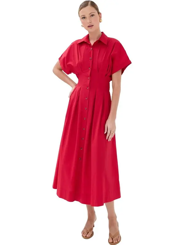 LE BOP Roberta Button-down Midi Dress - Ruby
