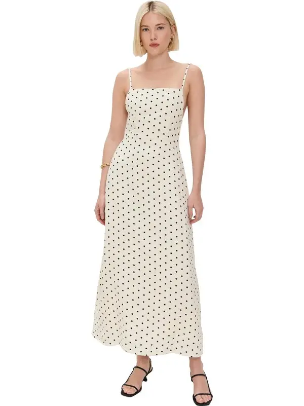 DL1961 Carla Linen Polka Dot Midi Dress - Polka Dots (linen)