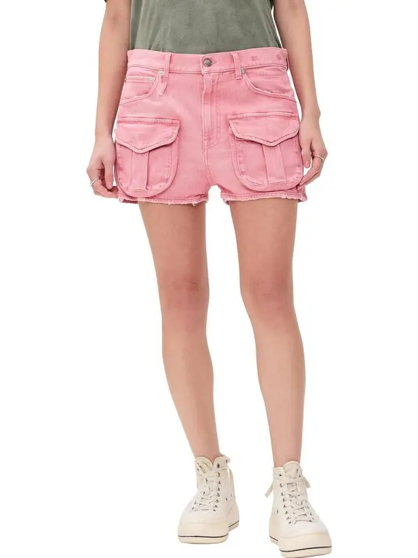 R13 Multi Pocket Denim Shorts - Coral Stretch