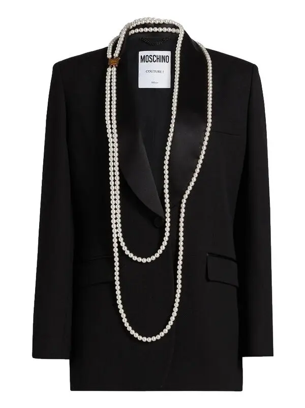 Moschino Pearl Necklace Wool-blend Jacket - Multi Black