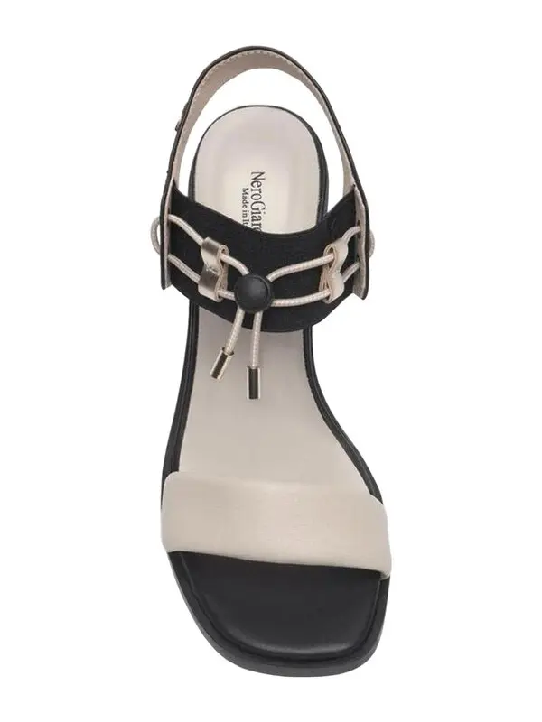 NEROGIARDINI Bicolor Leather Dress Sandals - Black/ivory