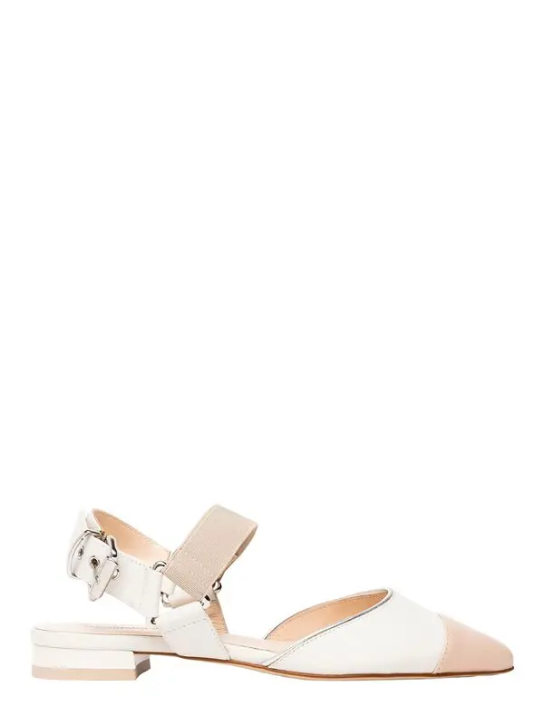 NEROGIARDINI Bicolor Cap-toe Slingback Ballerina Flats - Off-white/blush