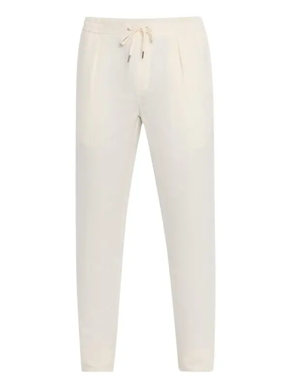 Ralph Lauren Hand-tailored Silk-linen Trousers - Cream