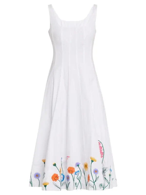 Staud Wells Floral-embroidered Midi Dress - Seed Shop
