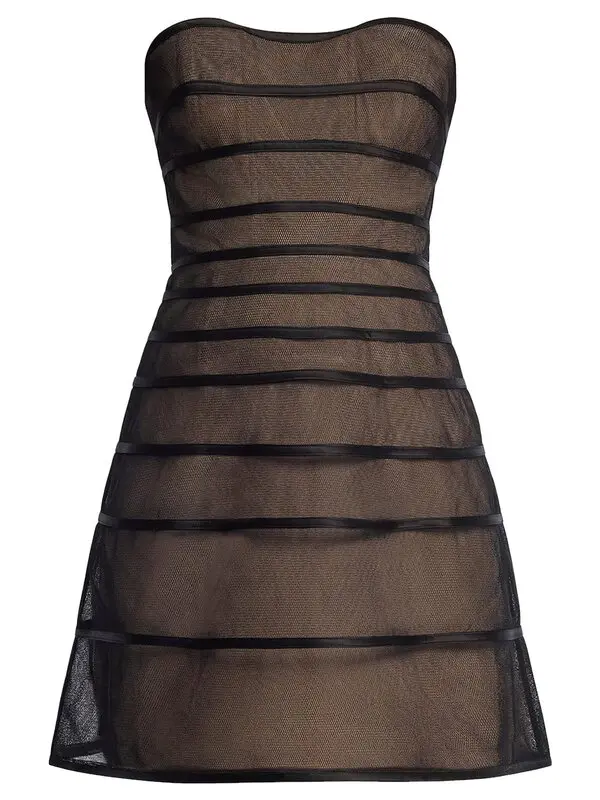 Bcbgmaxazria Strapless Fit-and-flare Mini Dress - Black/almond